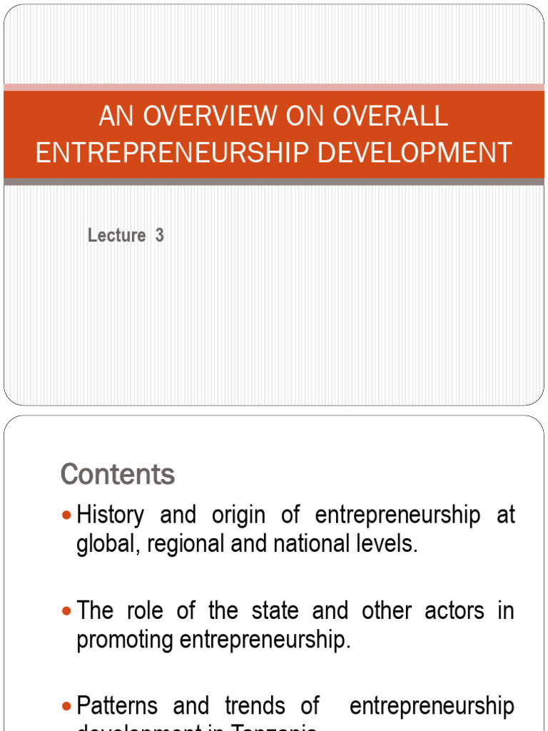 DS 113 Lecture 3 An Overview On Overall Entrepreneurship Development ...