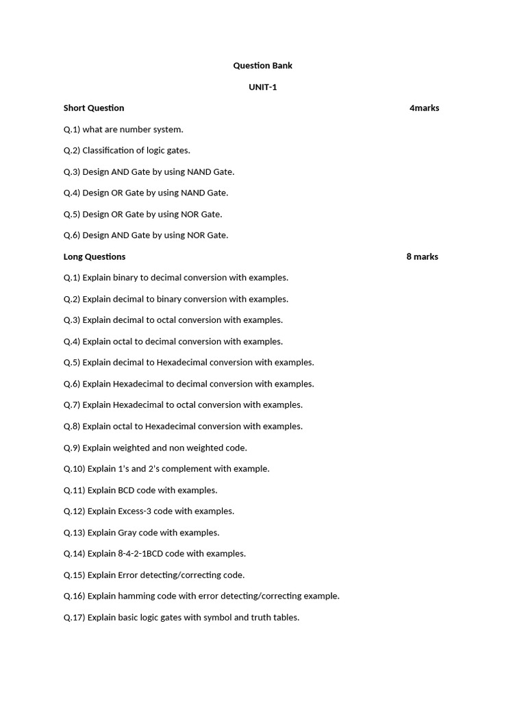 Question Bank DELD | PDF | Electronic Circuits | Digital Electronics