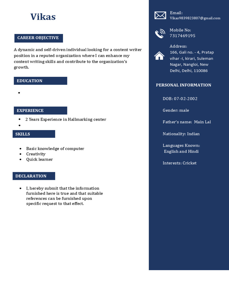 Vikas Resume | PDF