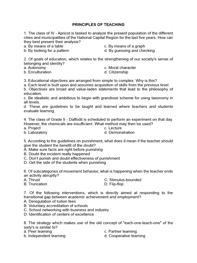 Principles of Teaching | PDF | Curriculum | Adolescence