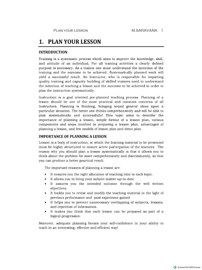 Lesson and Demo Plan | PDF