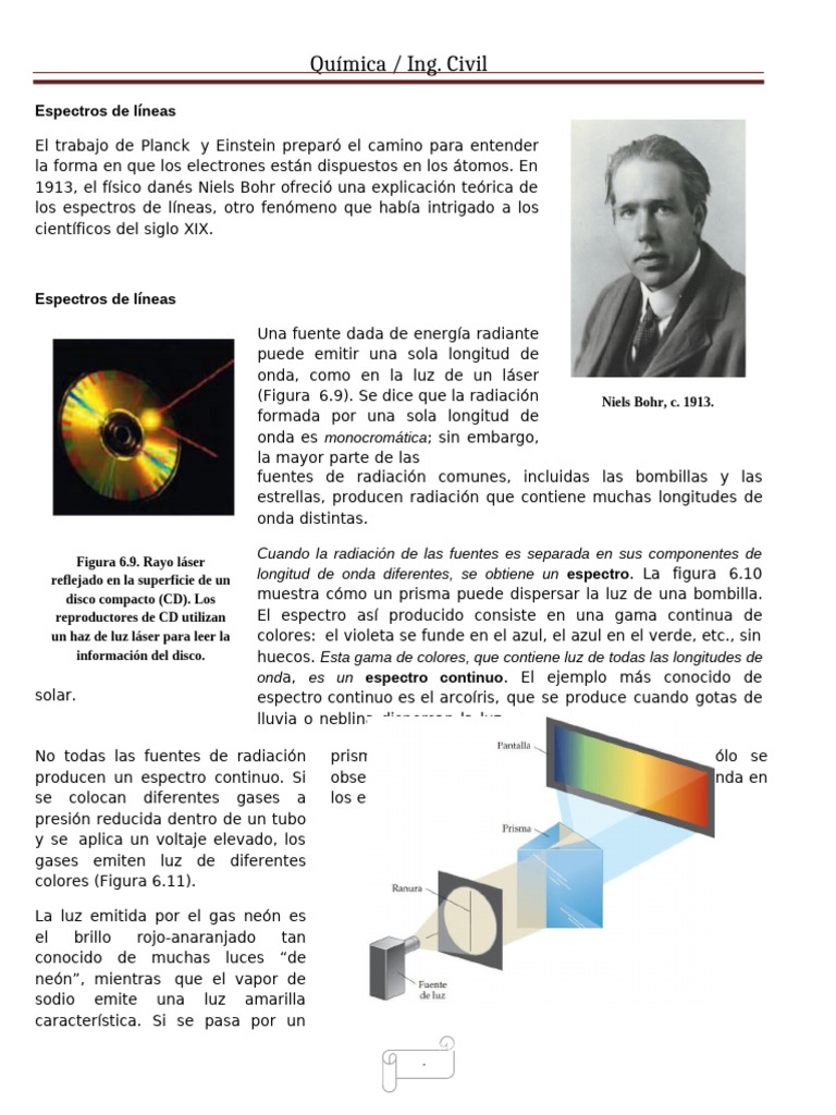 Espectros de Líneas y Teoría de Bohr | PDF | Ligero | Espectro ...