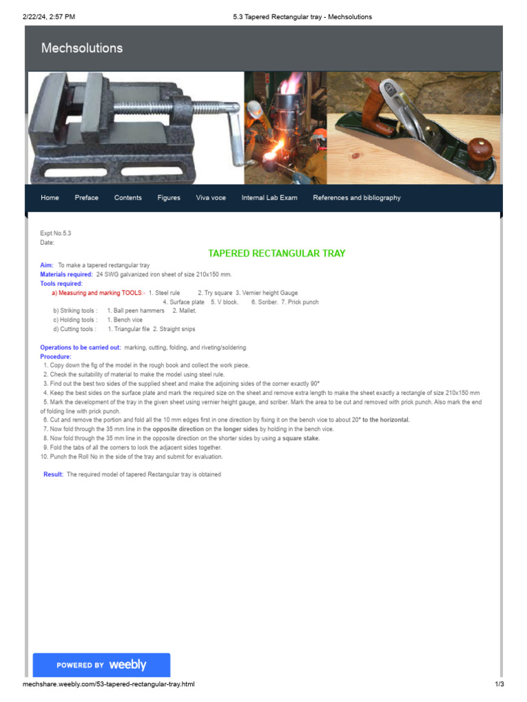 Metalworking: Tapered Tray Guide | PDF | Rectangle | Metalworking