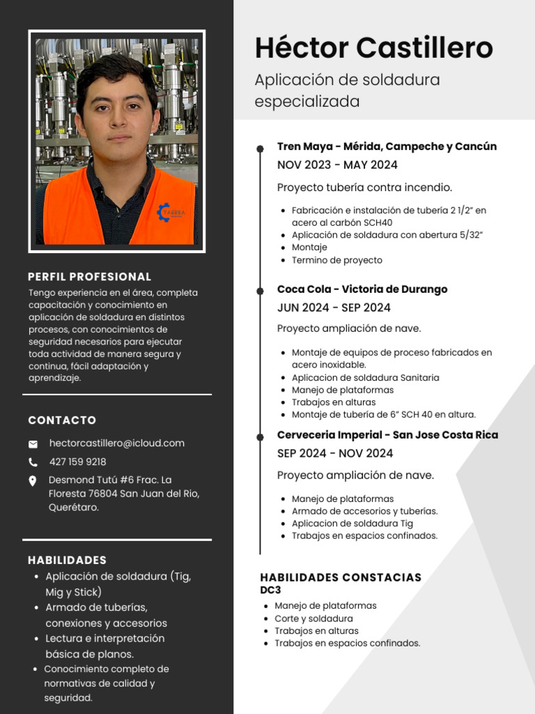 CV Héctor 2024 | PDF | Soldadura | Construcción