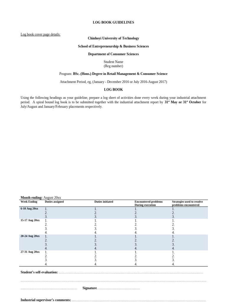 BSRM Log Book Guideline Form | PDF