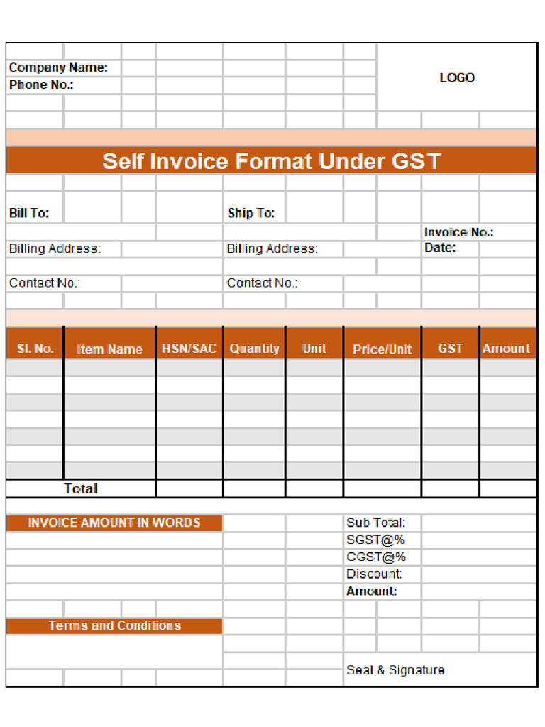 RCM Invoice Format in Word | PDF
