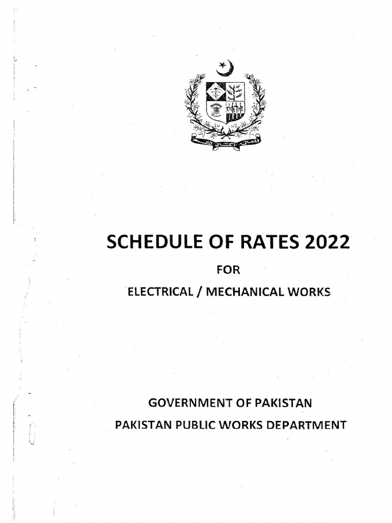 Pak PWD Schedule of Rates 2022 (EM Works) | PDF