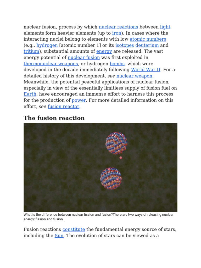 Fusion Reaction Extra Notes | PDF | Nuclear Fusion | Nuclear Reaction
