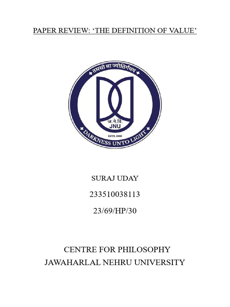 Value Paper | PDF | Pleasure | Concept