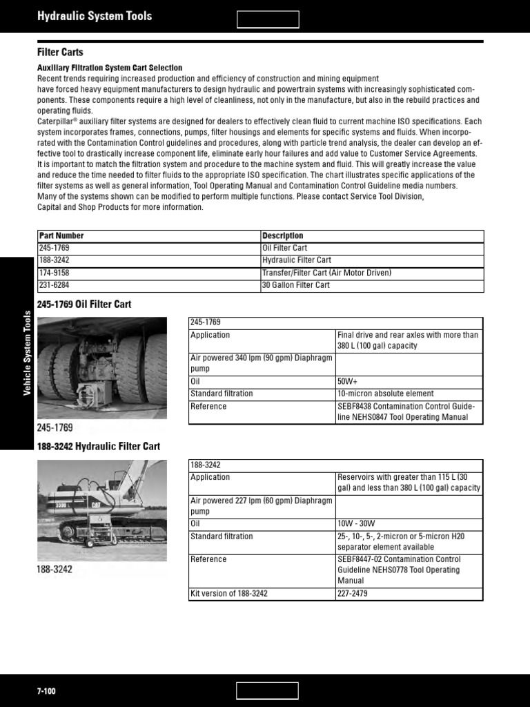 07 Vehicle System Tools - 100 | PDF | Loader (Equipment) | Filtration
