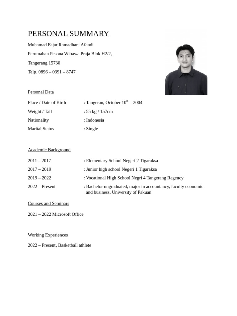 Muhamad Fajar Ramadhani Affani - CV PEEC | PDF