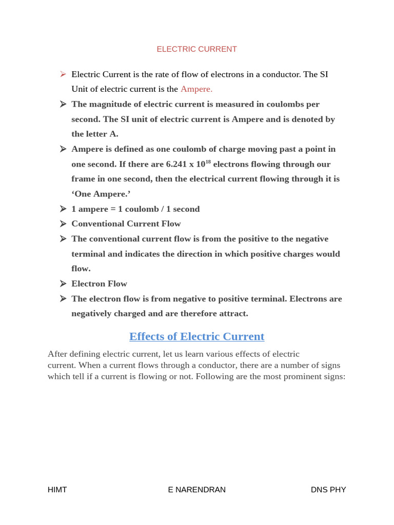 UNIT 4 PHY DNS | PDF | Electric Current | Electrical Resistance And Conductance