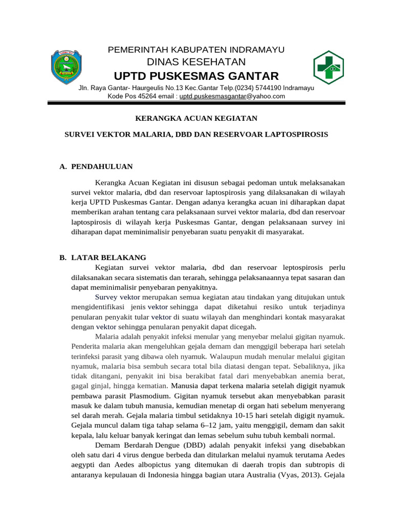 Kak Vektor Malaria, DBD, Reservoar Laptospirosis | PDF