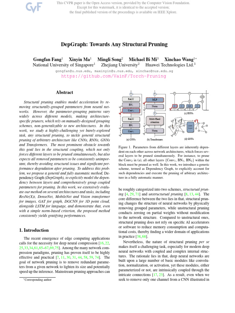 Depgraph Towards Any Structural Pruning Pdf Artificial Neural Network Matrix Mathematics