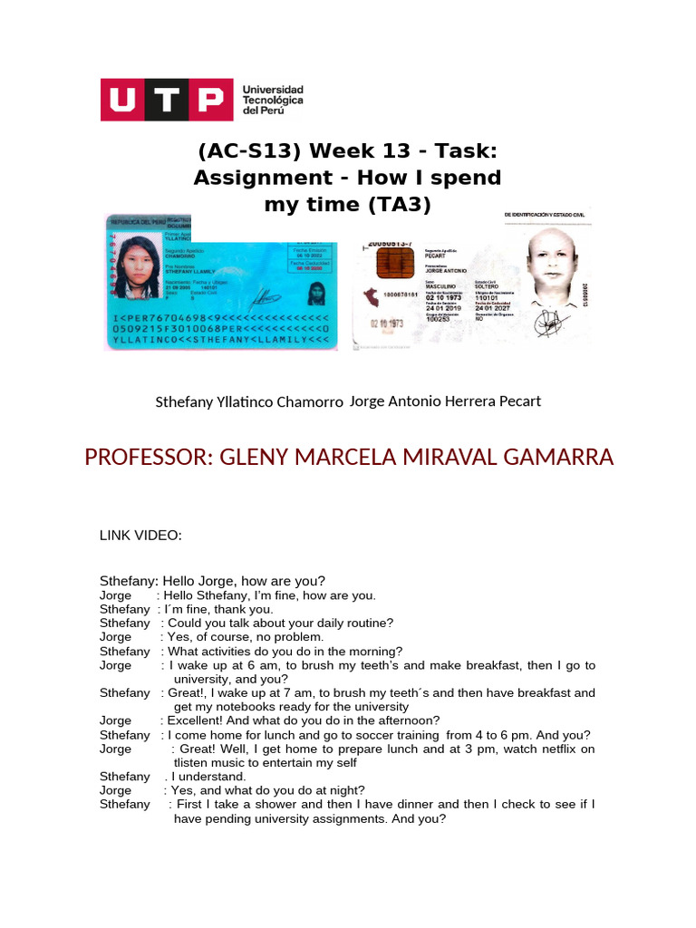 (AC-S13) Week 13 - Task Assignment - How I Spend My Time (TA3) | PDF