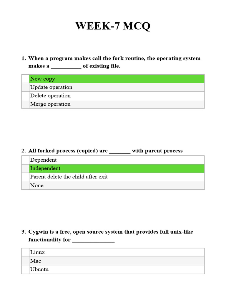 Week-7_MCQ | PDF | Operating System | Process (Computing)