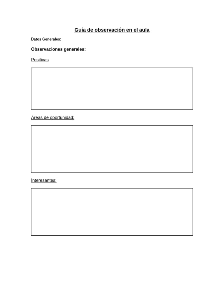 Guía de Observación en El Aula | PDF