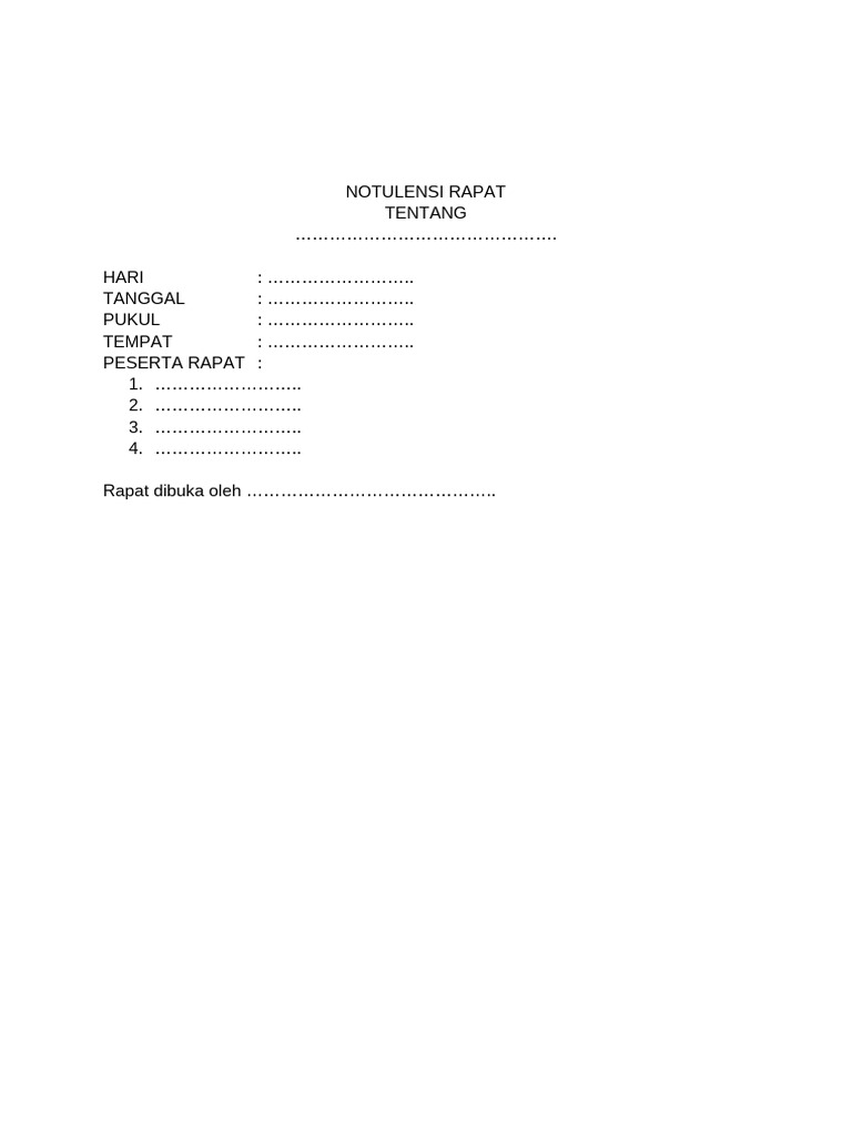 Contoh Format Notulen Rapat | PDF