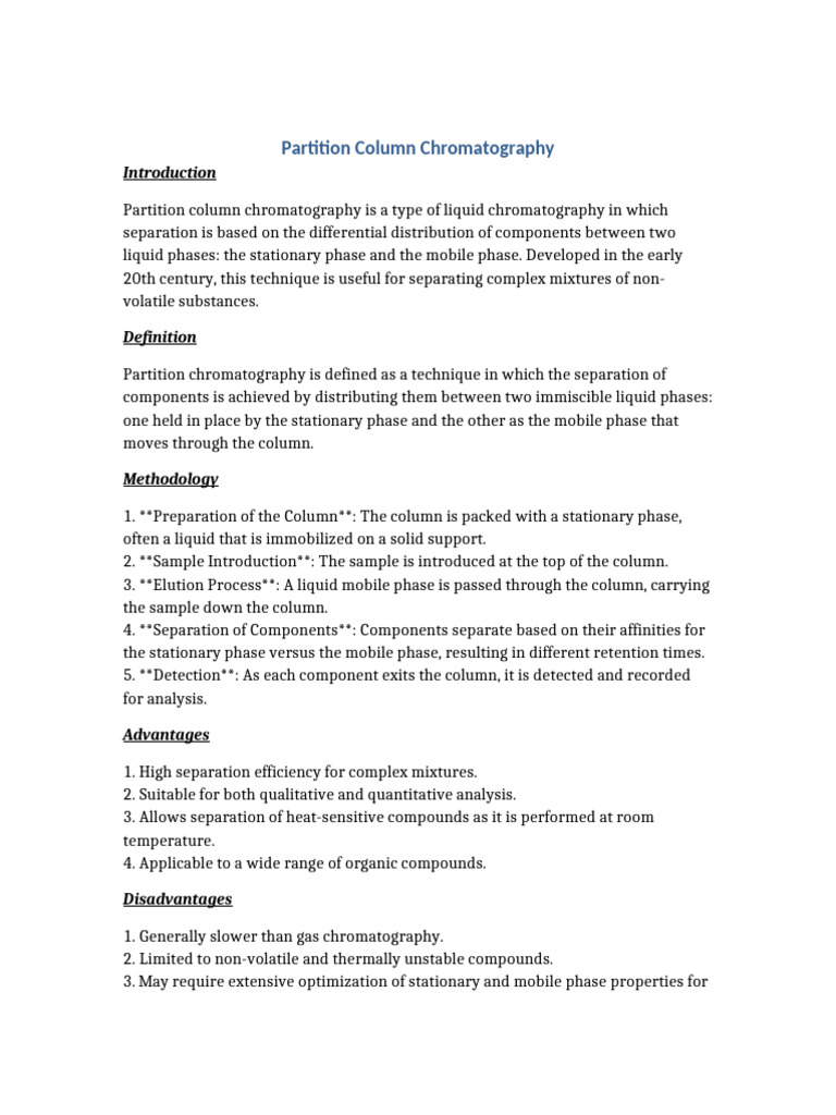 Partition Column Chromatography Guide | PDF