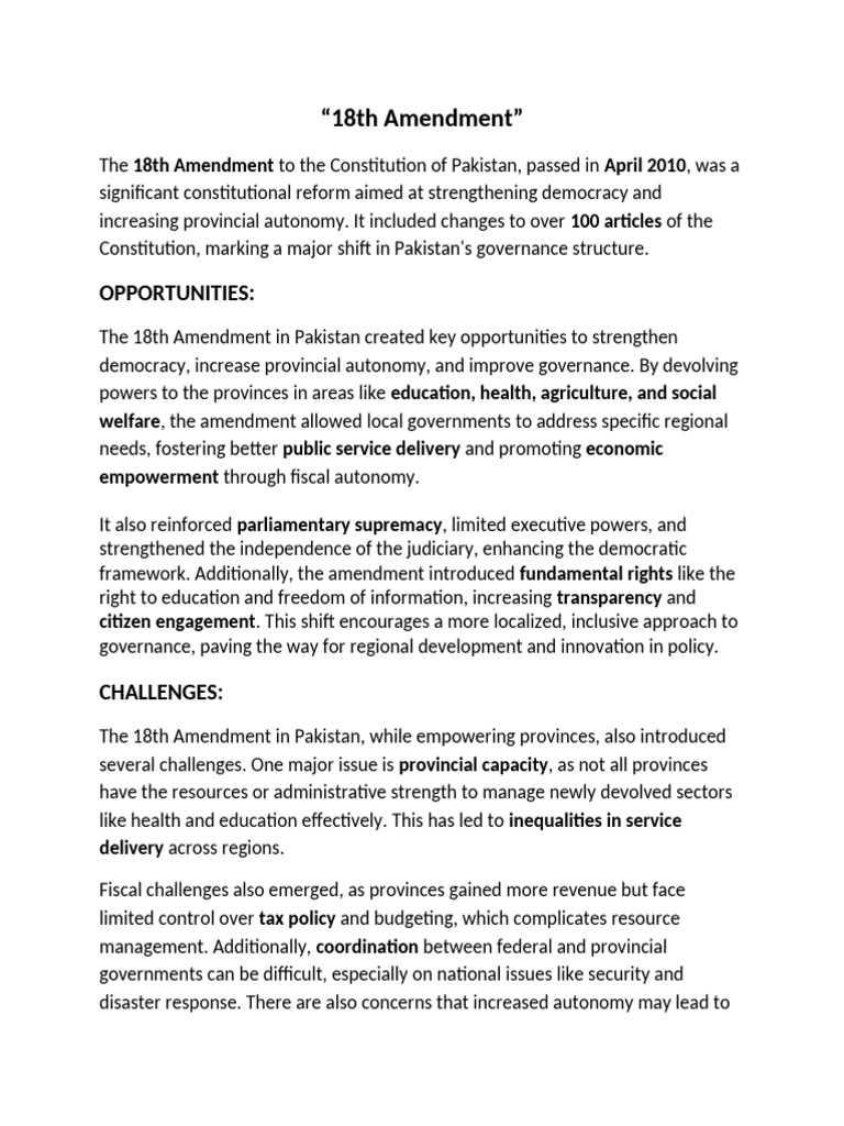 18th Amendment | PDF | Governance | Democracy