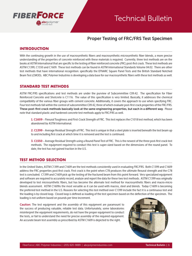 Technical Bulletin Proper Testing of FRCFRS Test Specimen | PDF ...