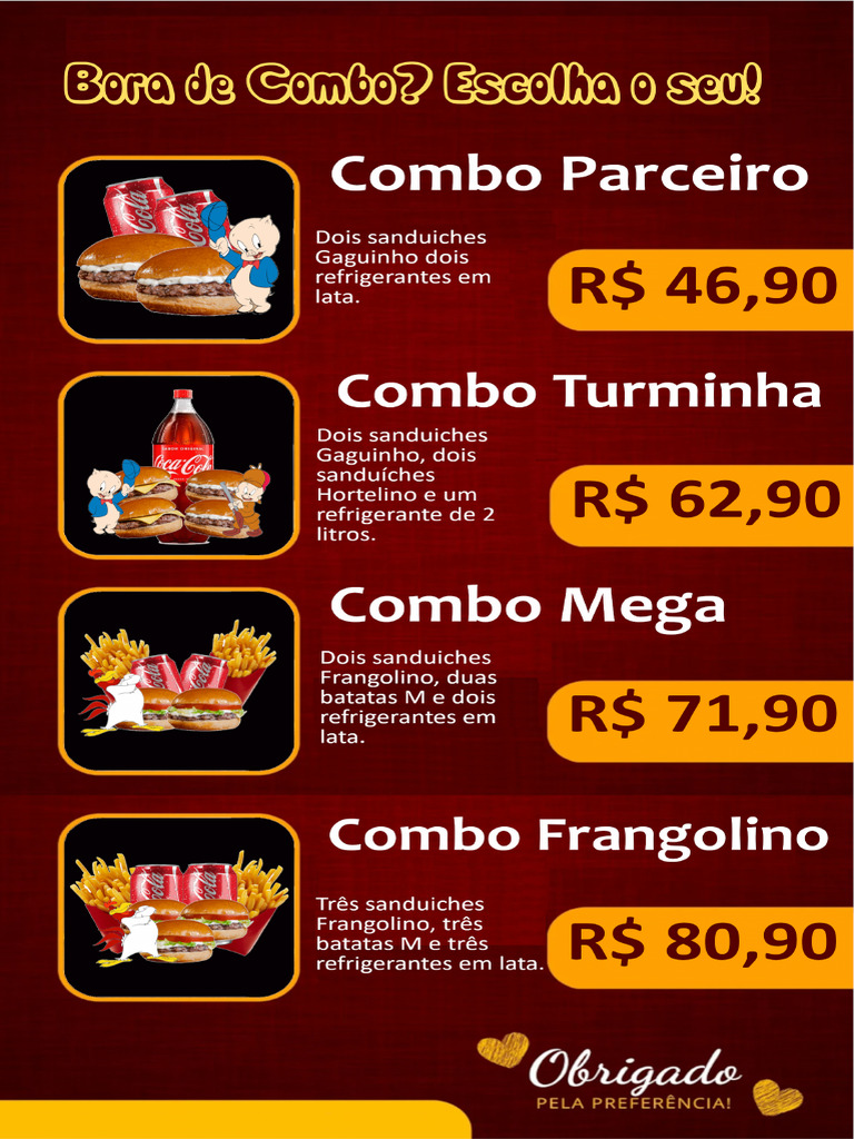 Cardápio Combos Com Valores | PDF