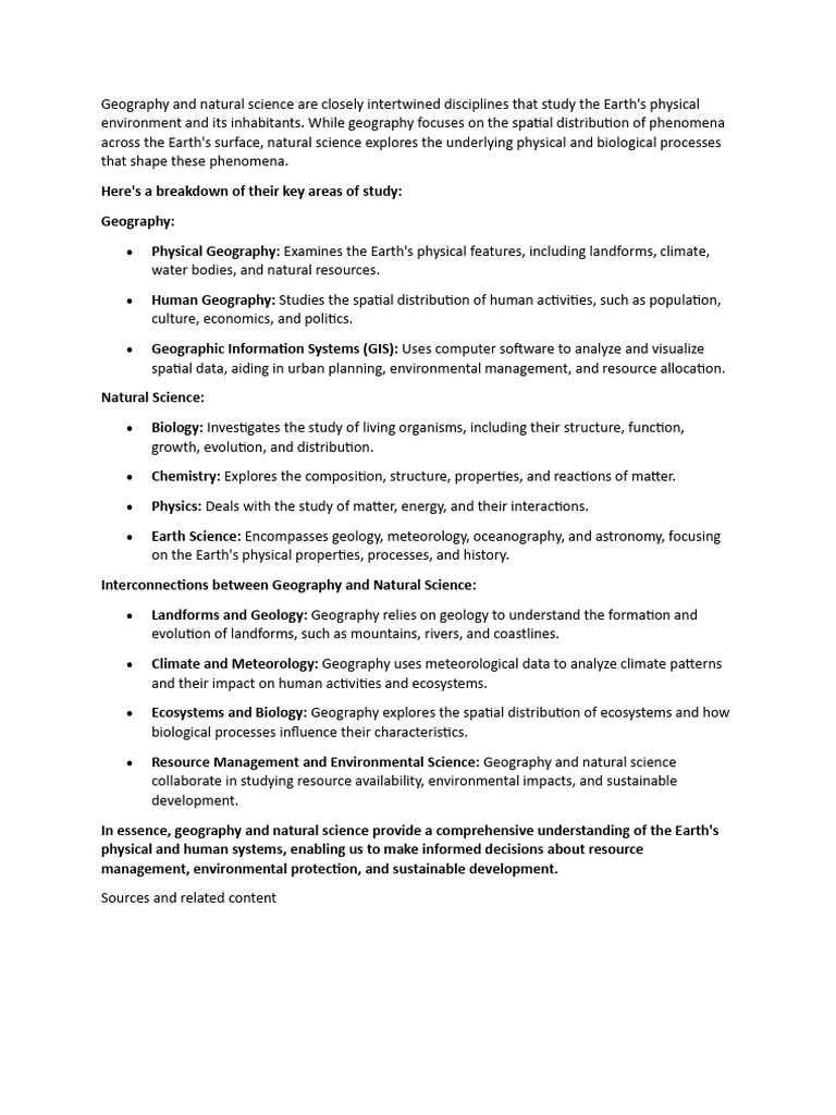 Geography and Natural Science Are Closely Intertwined Disciplines 2that ...