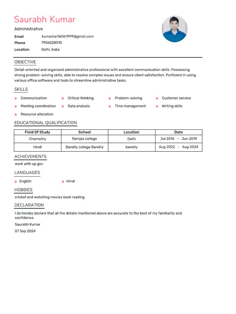 Resume Saurabh Kumar | PDF