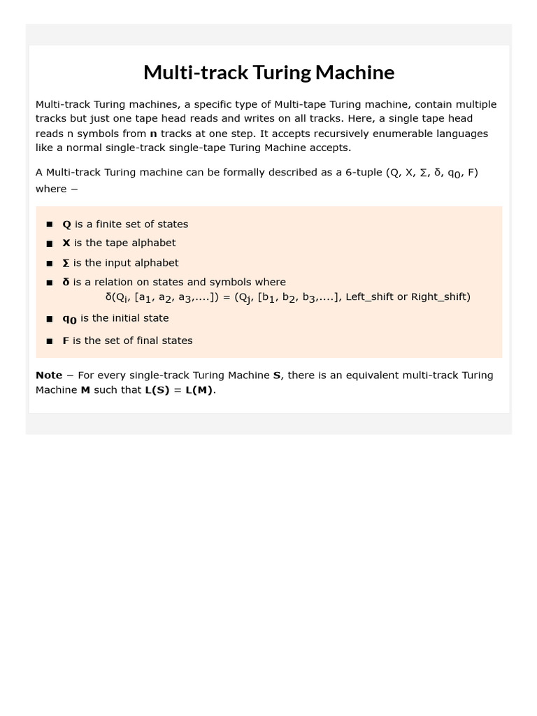 Multi-track Turing Machine Guide | PDF
