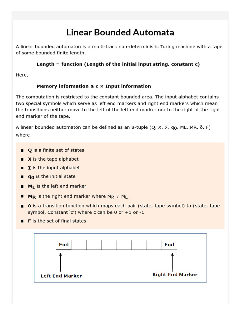 Linear Bounded Automata | PDF