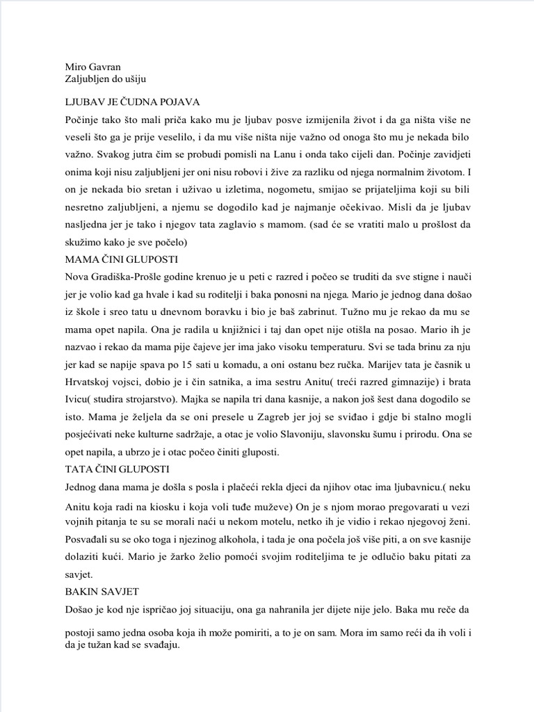 Miro Gavran Zaljubljen Do Usiju | PDF