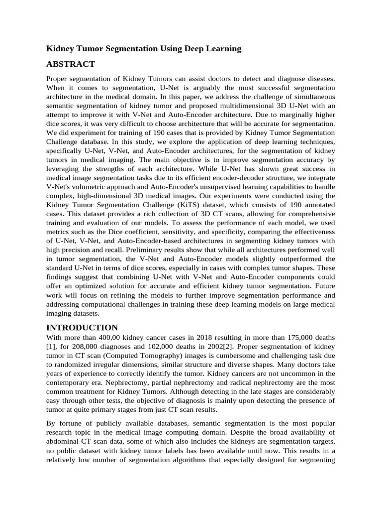 Kidney Tumor Segmentation Using Deep Learning | PDF | Image Segmentation | Medical Imaging