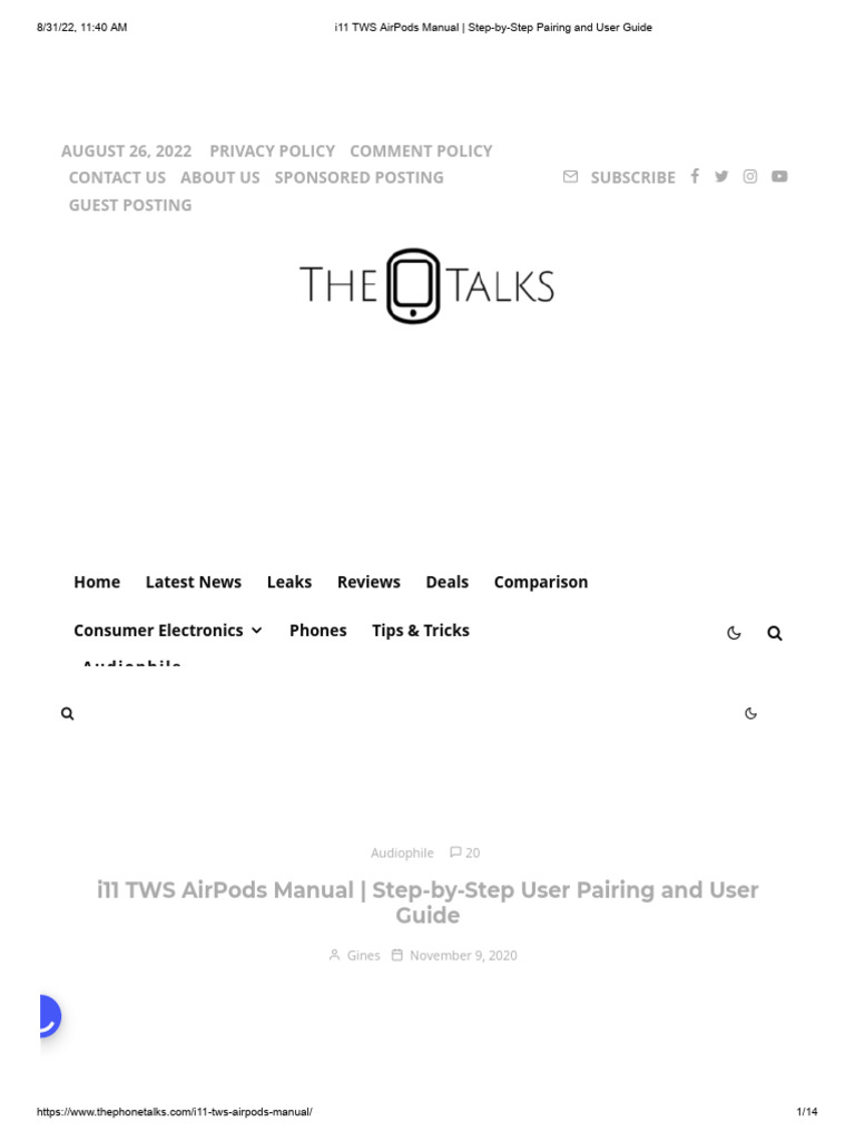 I11 TWS AirPods Manual - Step-by-Step Pairing and User Guide | PDF ...