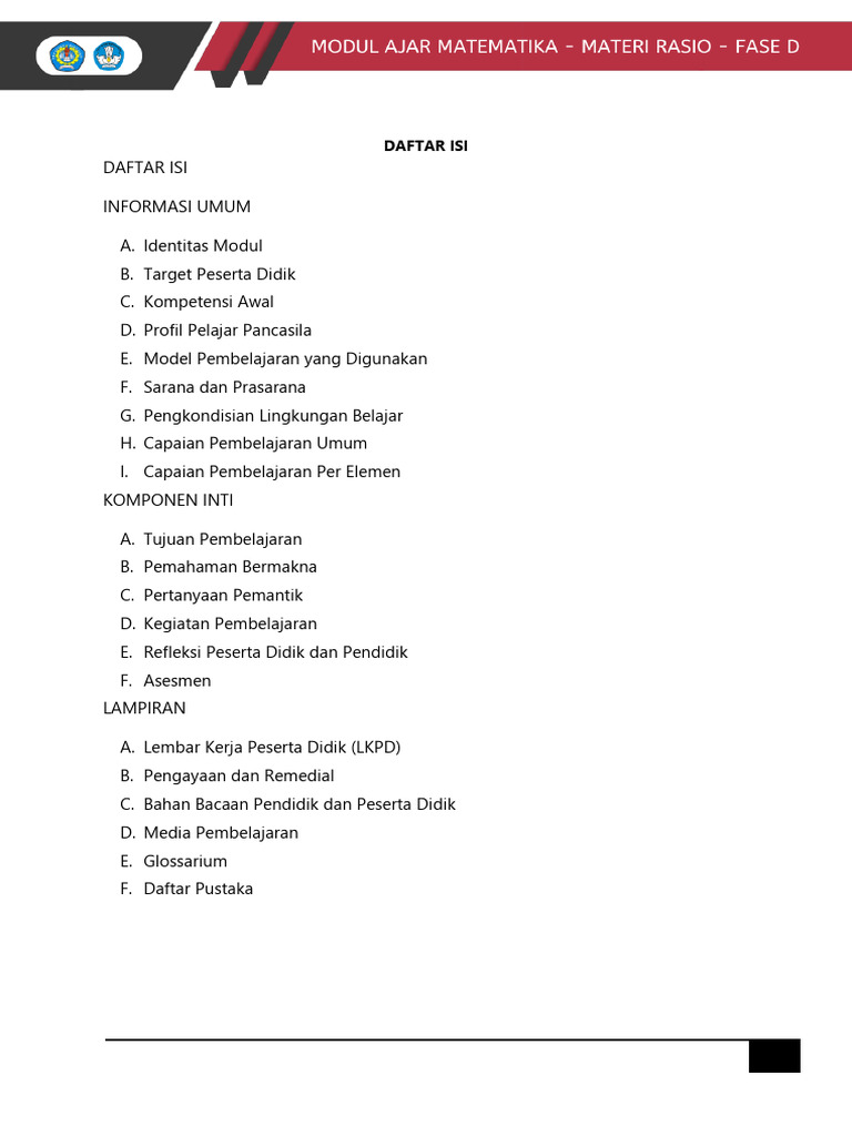 Modul Pembelajaran Rasio Matematika Kelas 7 | PDF