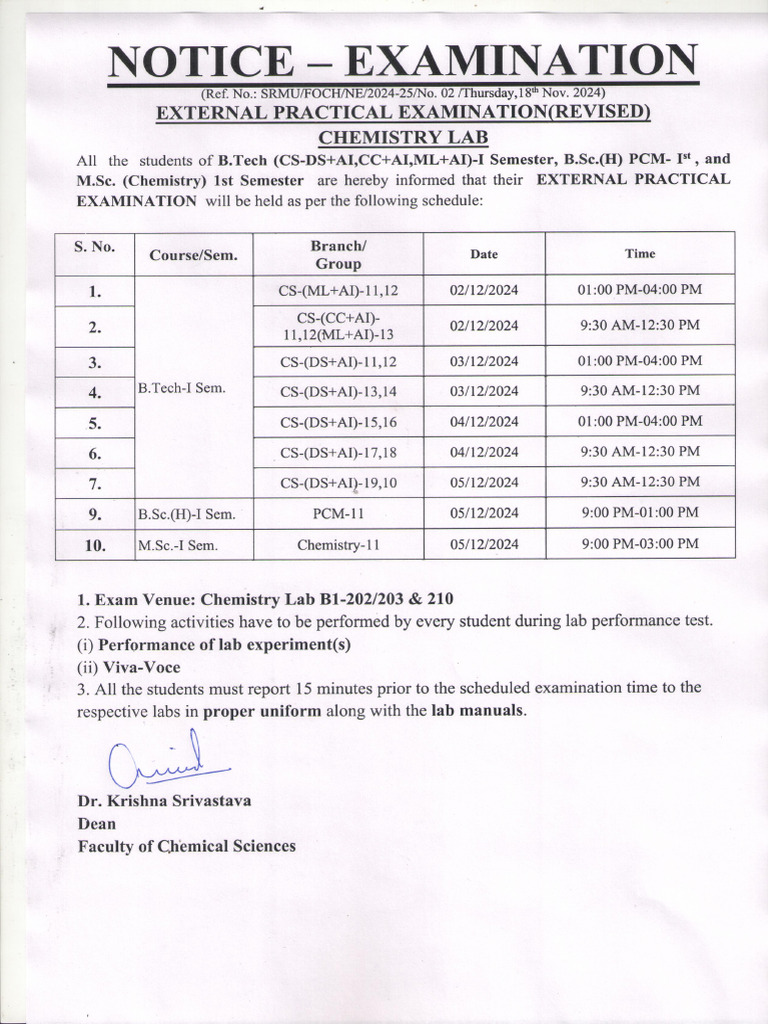 External Practical Exam Notice First Year Odd Sem 2024-25REVISED Cy | PDF
