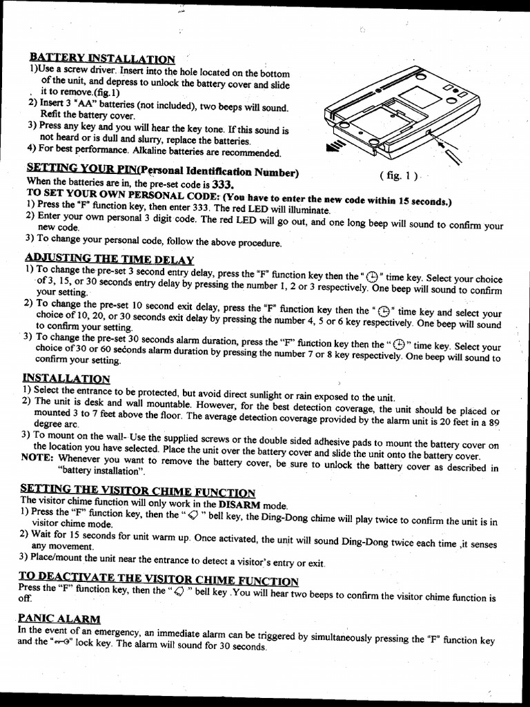 PIR Alarm KF-6 KF 6 User Guide Security Alarm User Guide User Manual | PDF