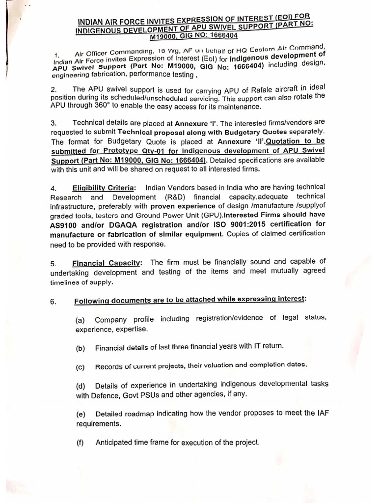 Indigenous Development of Apu Swivel Support | PDF