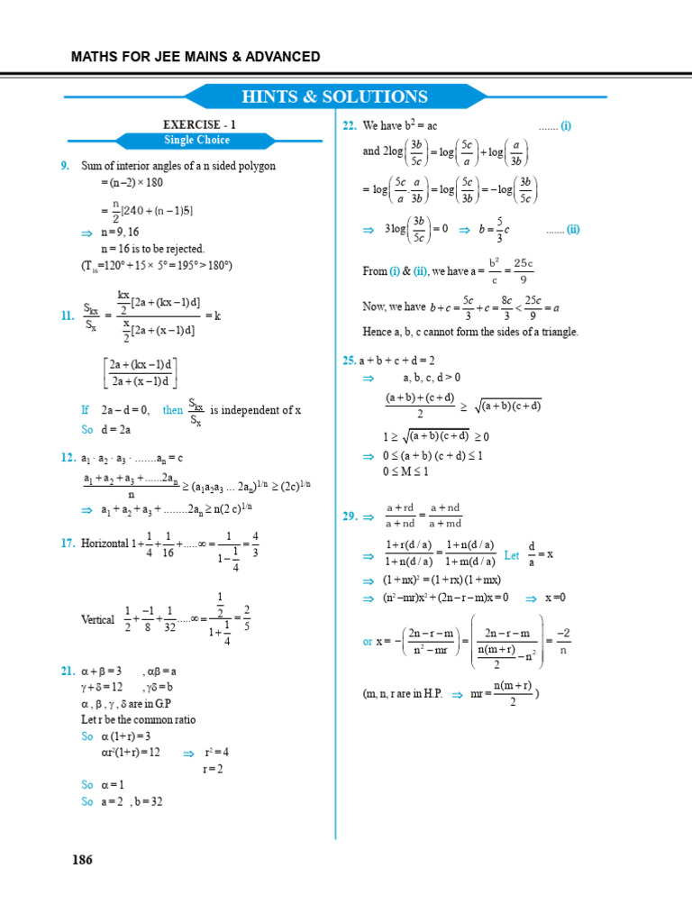 JEE Maths: Sequences & Series Exercises | PDF | Polytopes | Geometric ...