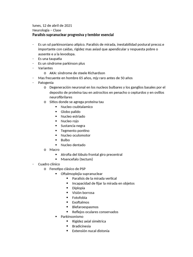 Paralisis Supranuclear Progresiva: Síntomas y Tratamiento | PDF ...