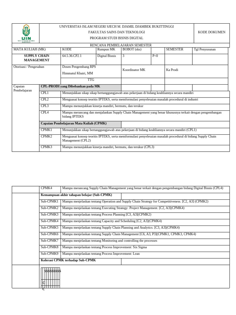 RPS Supply Chain Management Sesuai OBE | PDF