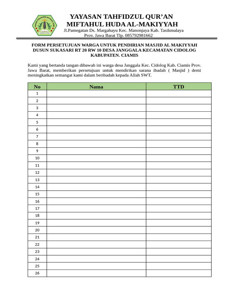 Form Persetujuan Warga | PDF