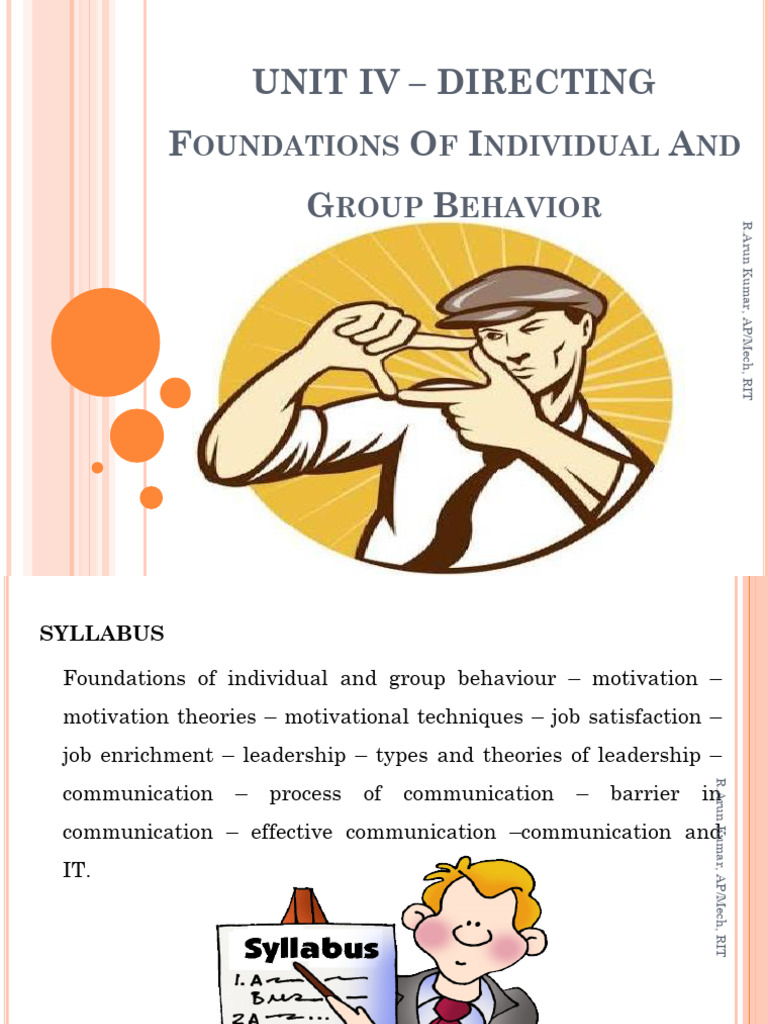 Unit 4 Directing Foundations of Individual and Group Behavior | PDF ...