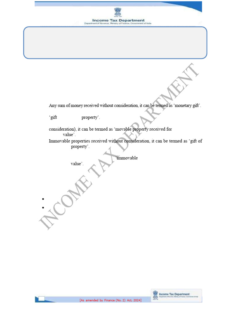 Taxation of Gifts for Individuals and HUF | PDF | Taxes | Property