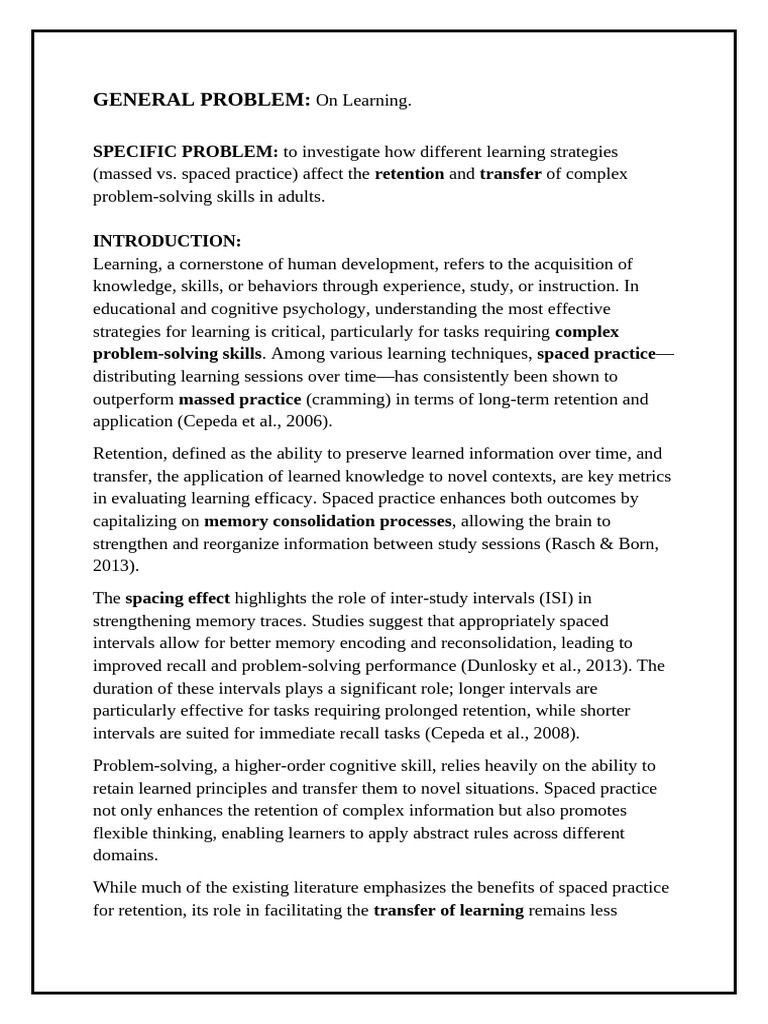General Problem | PDF | Learning | Cognition
