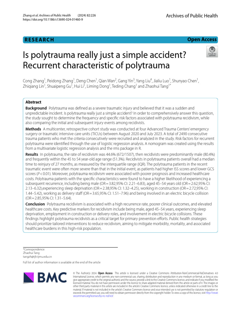 Is Polytrauma Really Just A Simple Accident? Recurrent Characteristic of Polytrauma | PDF ...