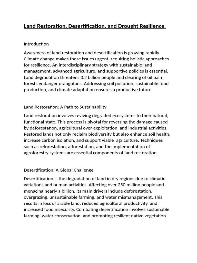 Land Restoration for Sustainable Futures | PDF | Agriculture ...