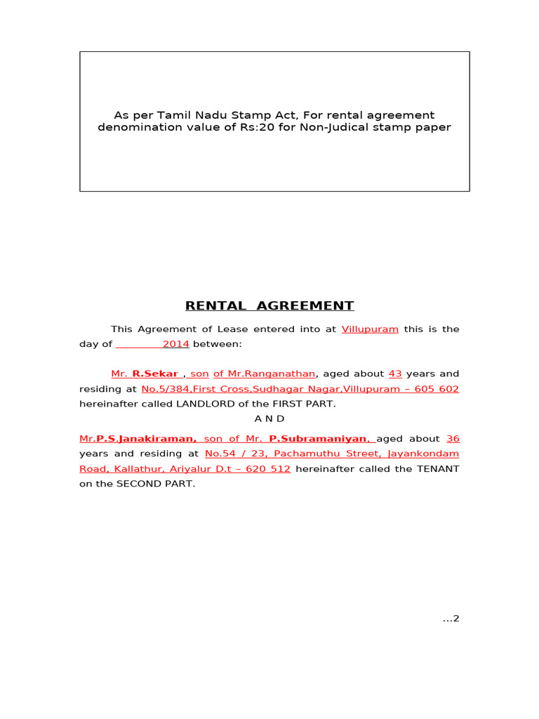 Rental Agreement Model 1 | PDF | Leasehold Estate | Landlord