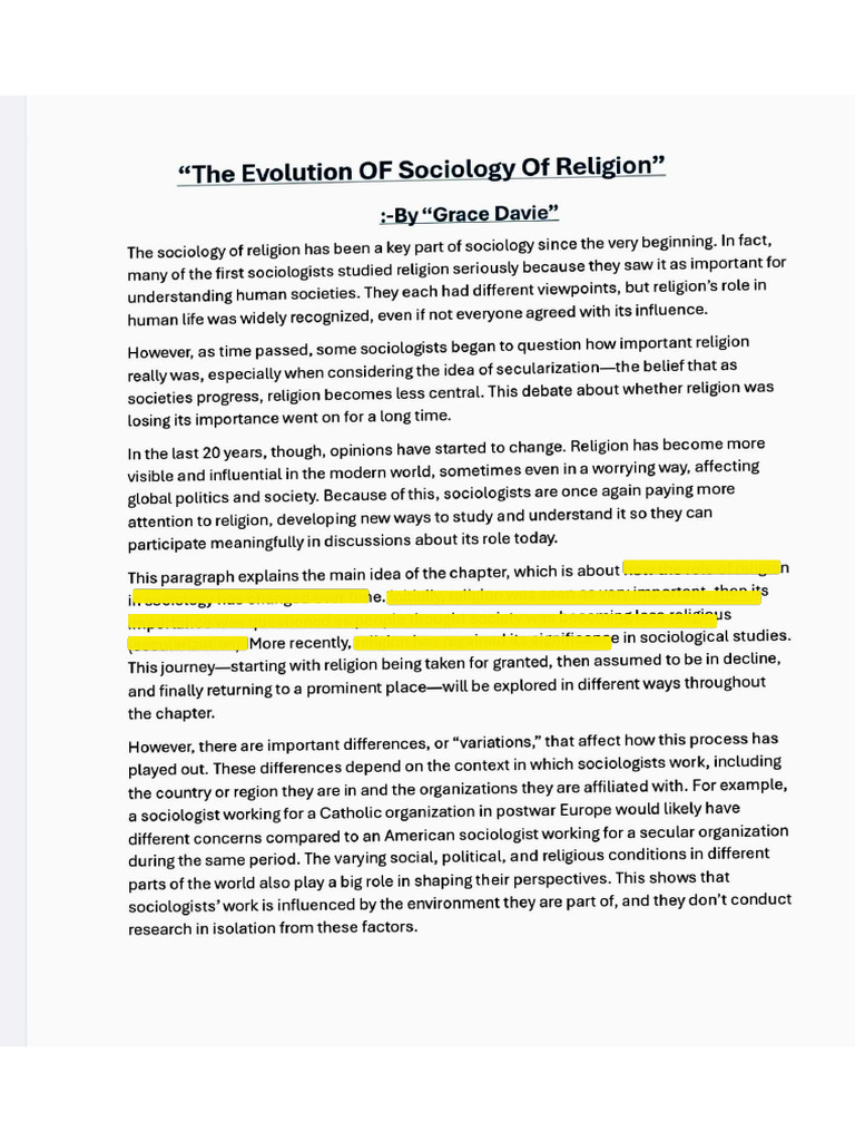 Evolution of Sociology of Religion | PDF