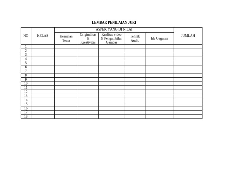 Lembar Penilaian Juri | PDF