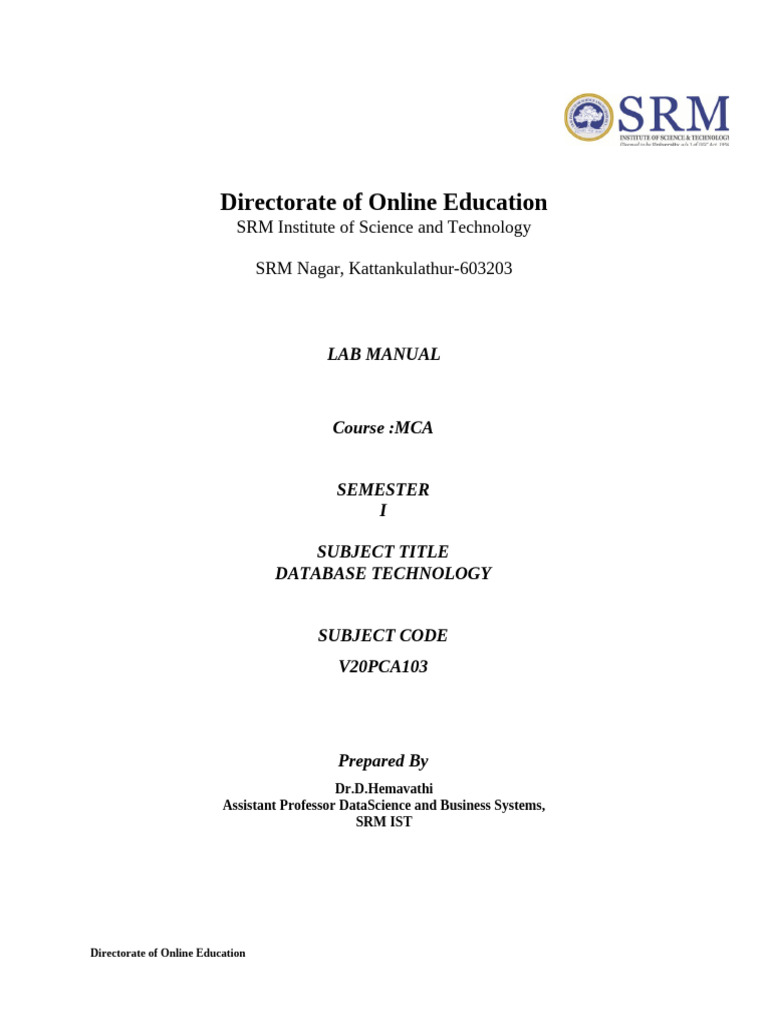 Virtual Lab - Database Technology | PDF | Table (Database) | Data Virtual Lab - Database Technology | PDF | Table (Database) | Data